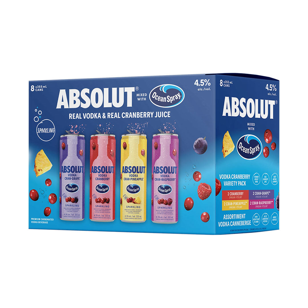ABSOLUT OCEAN SPRAY VARIETY - 8x355mL